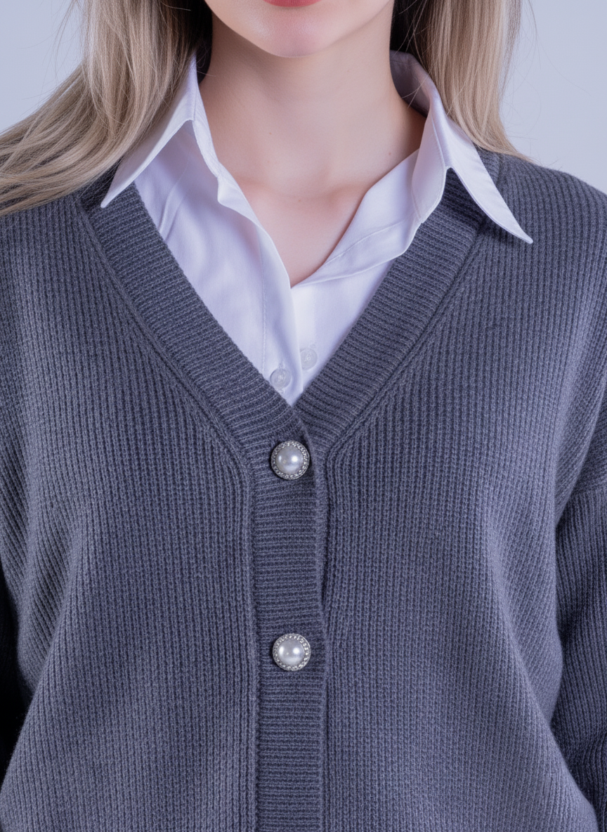 Suéter gris tipo cardigan abotonado – Boca Rosa